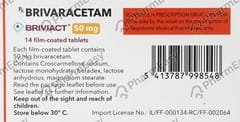 Briviact 50 MG Tablet (14): Uses, Side Effects, Price & Dosage | PharmEasy