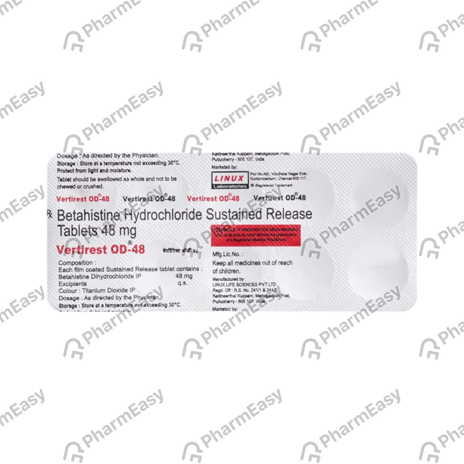 Vertirest Od 48 MG Tablet (10): Uses, Side Effects, Price & Dosage ...