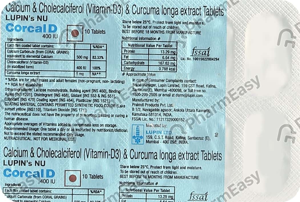 Buy Lupins Nu Corcal D 400iu Strip Of 10 Tablets Online at Flat 15% OFF ...