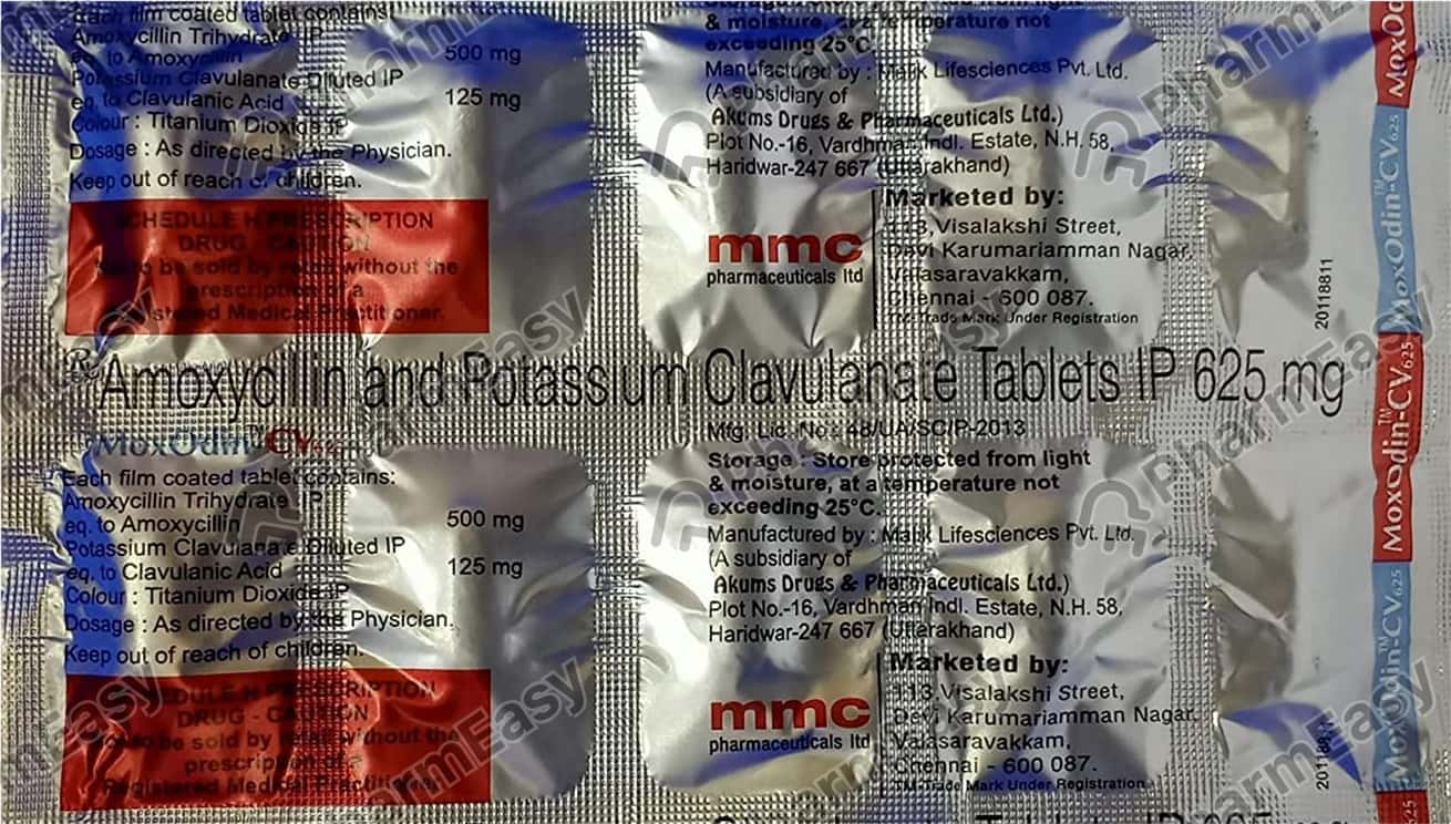 Moxodin Cv 625mg Strip Of 10 Tablets: Uses, Side Effects, Price ...