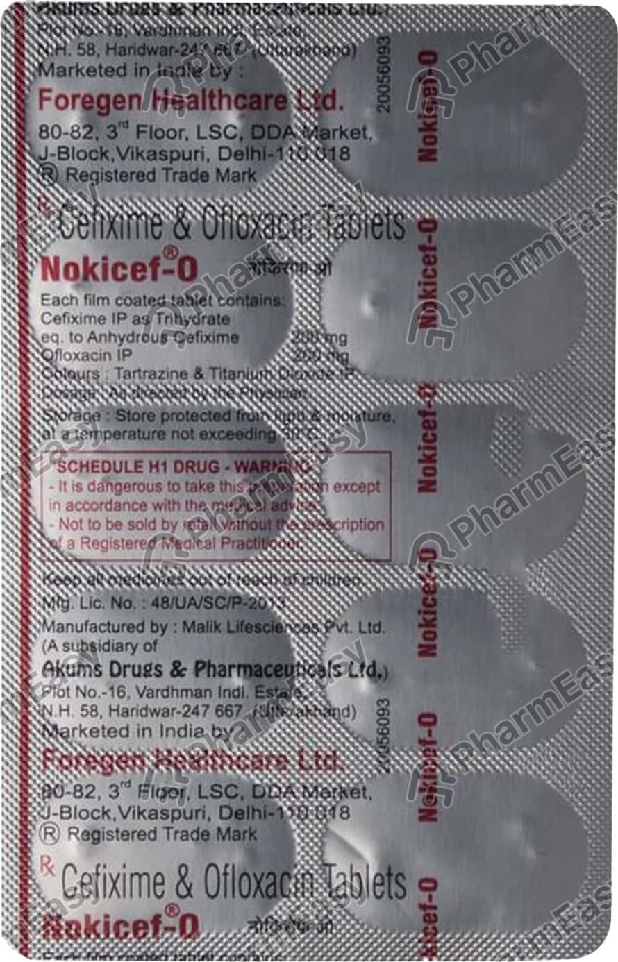 Nokicef O Strip Of 10 Tablets: Uses, Side Effects, Price & Dosage ...