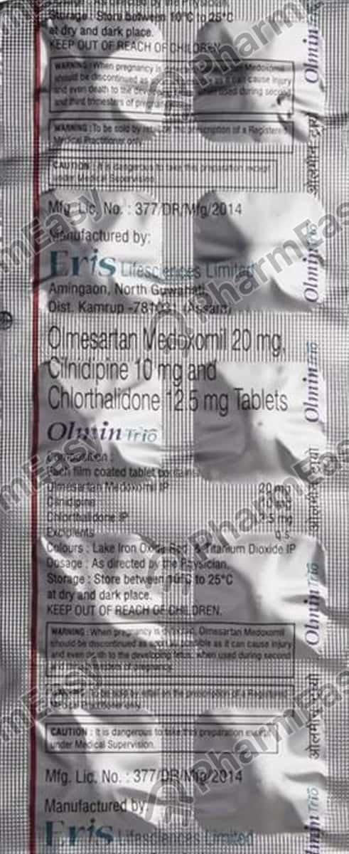 Olmin Trio Strip Of 10 Tablets: Uses, Side Effects, Price & Dosage ...