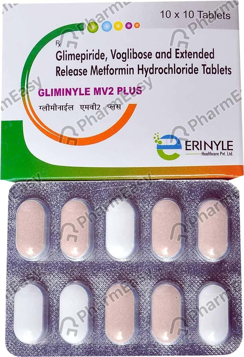 Gliminyle Mv 2mg Plus Strip Of 10 Tablets: Uses, Side Effects, Price ...