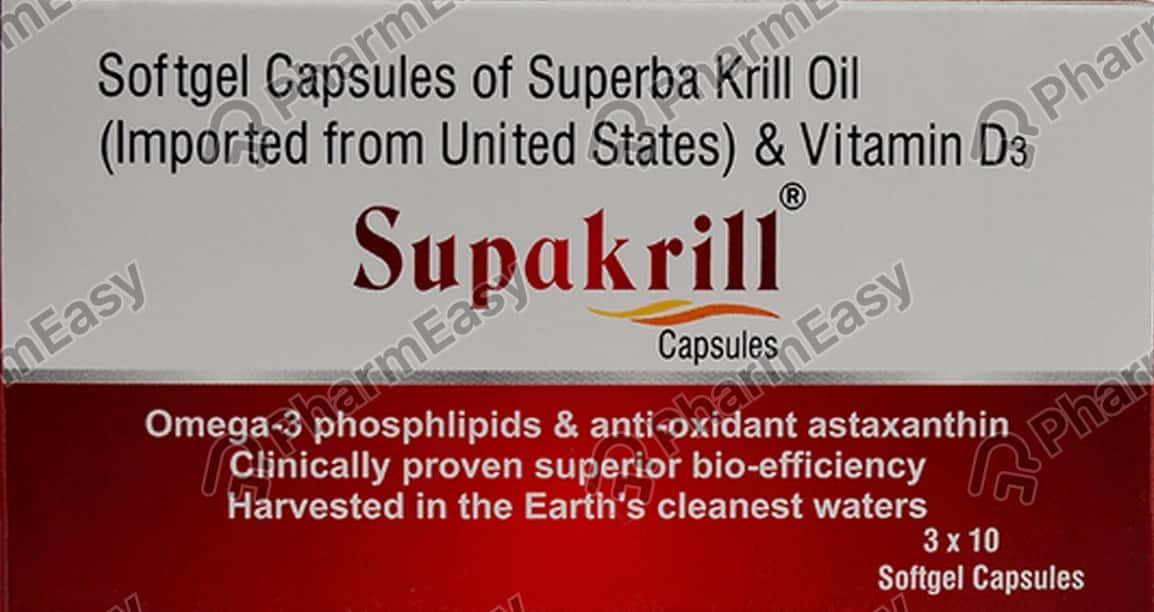Buy Supakrill Strip Of 10 Capsules Online at Flat 15% OFF | PharmEasy
