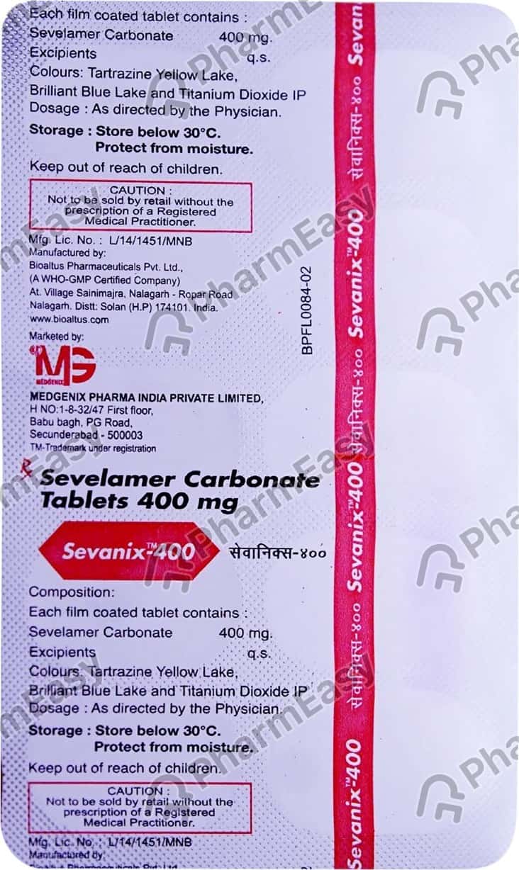 Sevanix 400 MG Tablet (10): Uses, Side Effects, Price & Dosage | PharmEasy