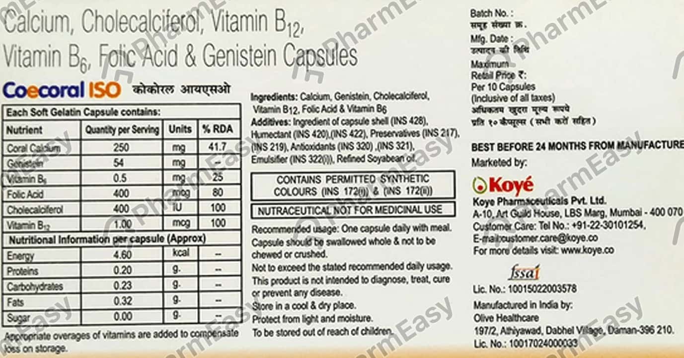 Buy Coecoral Iso Strip Of 10 Capsules Online at Flat 15% OFF | PharmEasy