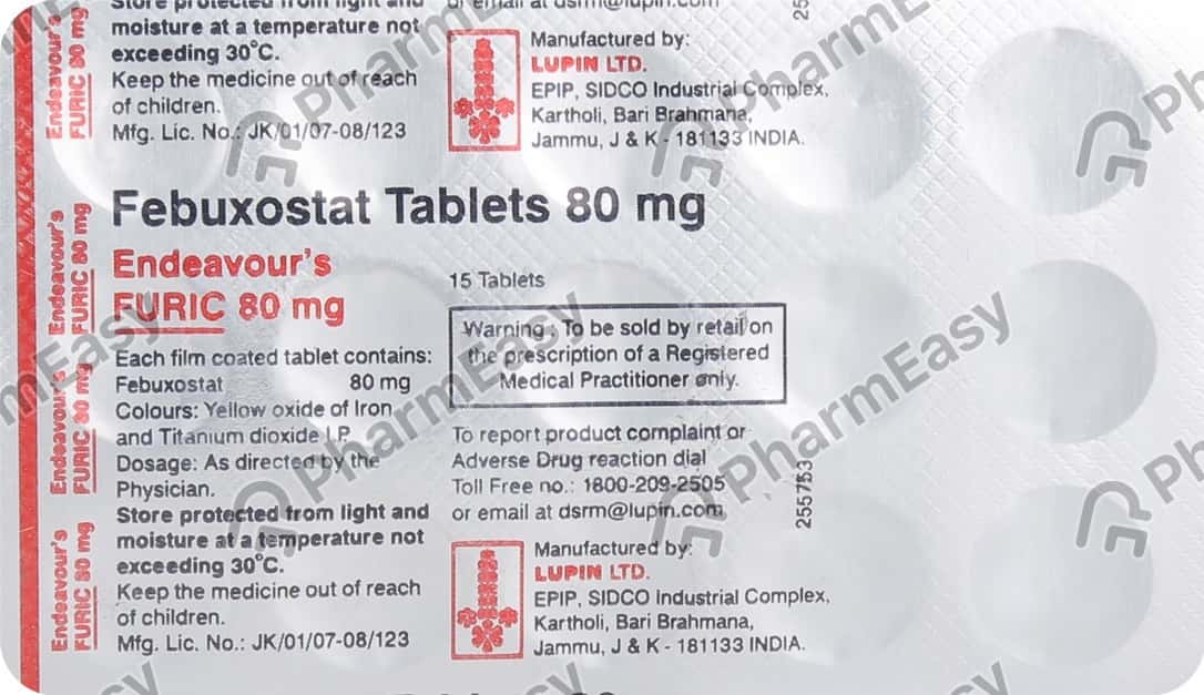 Endeavours Furic 80 MG Tablet (15): Uses, Side Effects, Price, Dosage ...