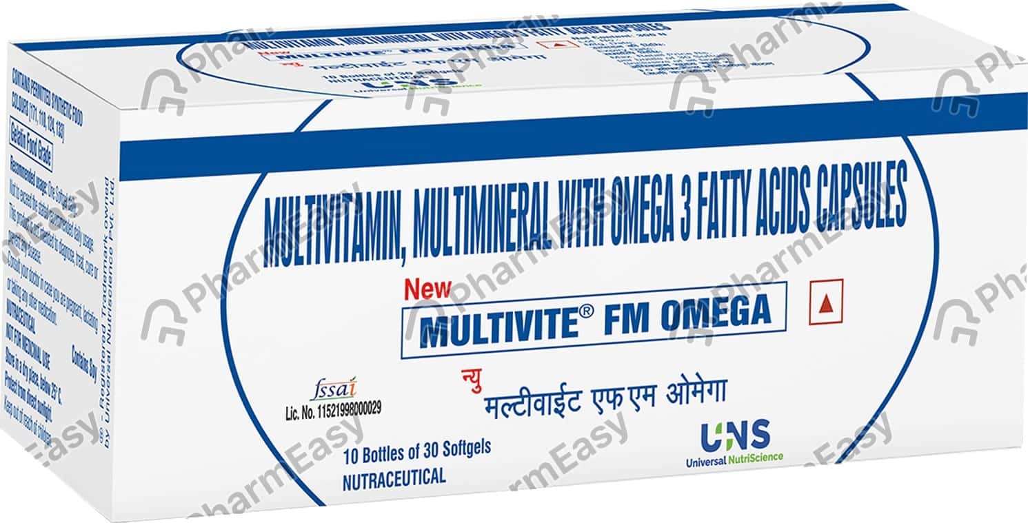New Multivite Fm Omega Bottle Of 30 Capsules: Uses, Side Effects, Price ...
