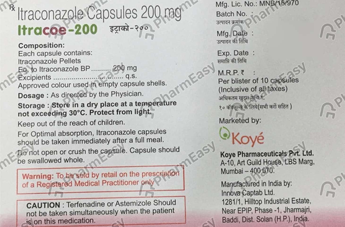 Itrocap 200 MG Capsule (10): Uses, Side Effects, Price & Dosage | PharmEasy