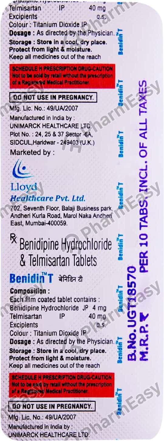 Buy Benidin T Strip Of 10 Tablets Online at Flat 15% OFF | PharmEasy
