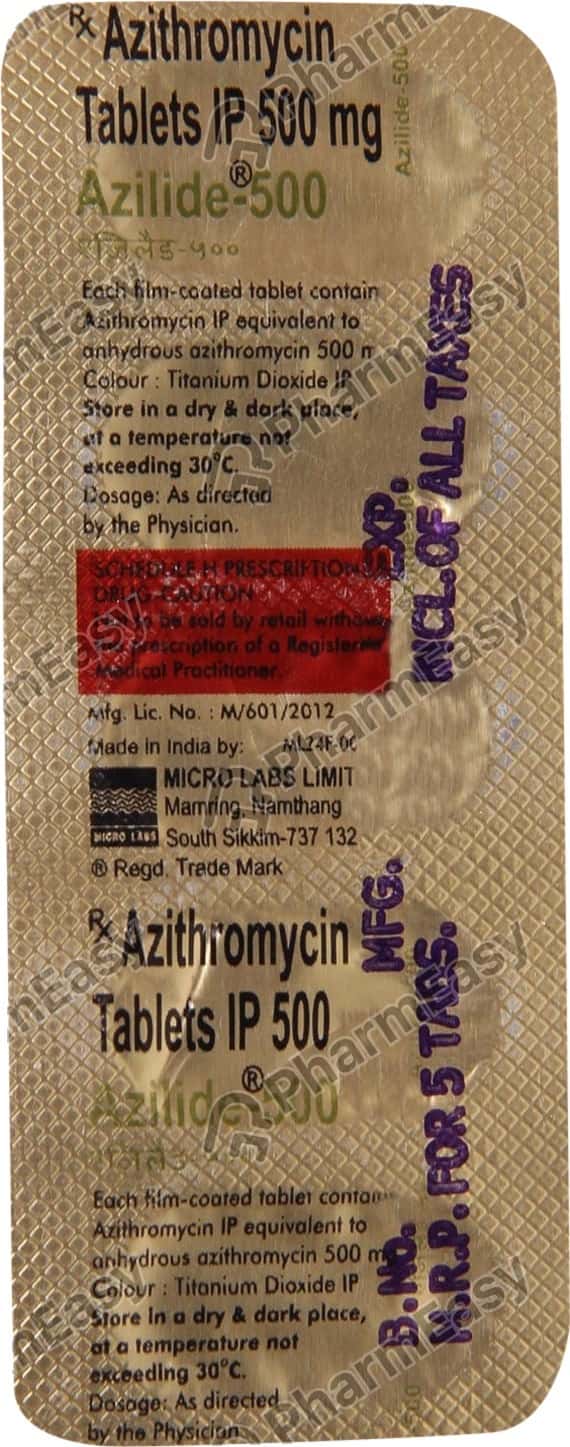 Azilide 500 MG Tablet (5): Uses, Side Effects, Price & Dosage | PharmEasy
