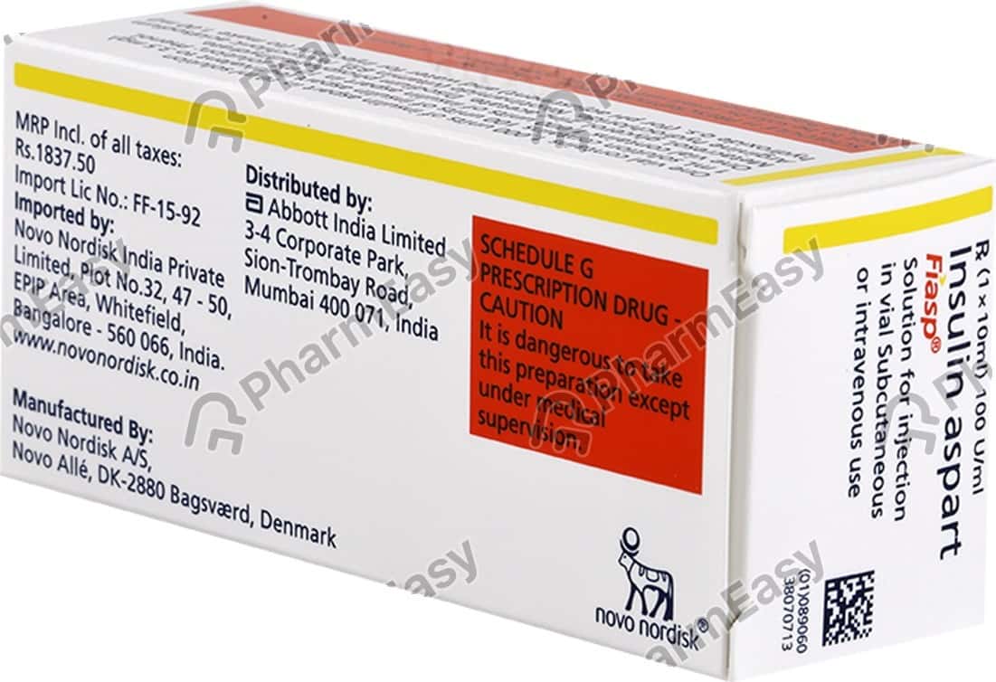 Fiasp 100 IU/ML Solution For Injection (10): Uses, Side Effects, Price & Dosage | PharmEasy