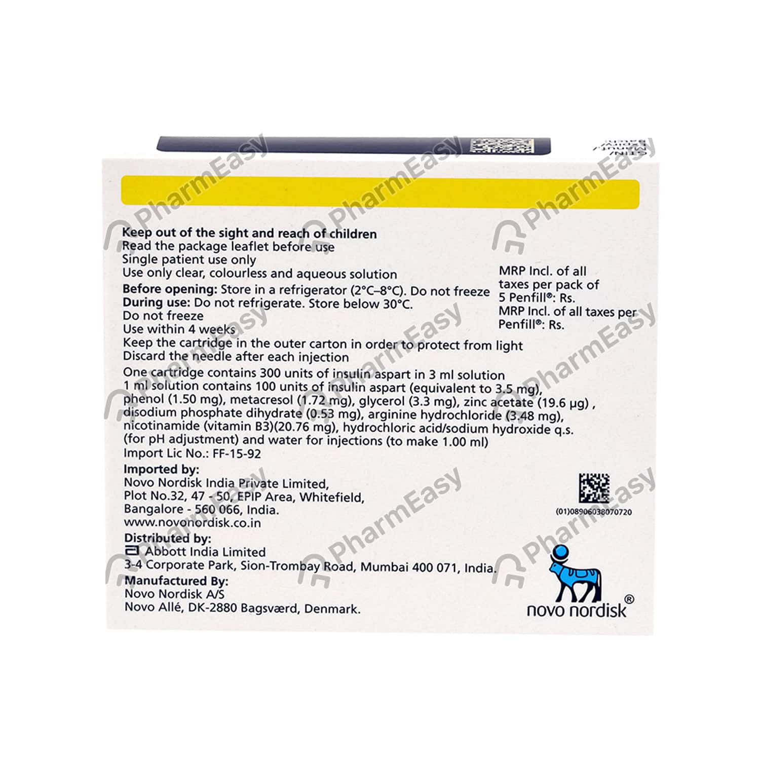 Fiasp 100iu Penfill 3ml - Uses, Side Effects, Dosage, Composition & Price | PharmEasy