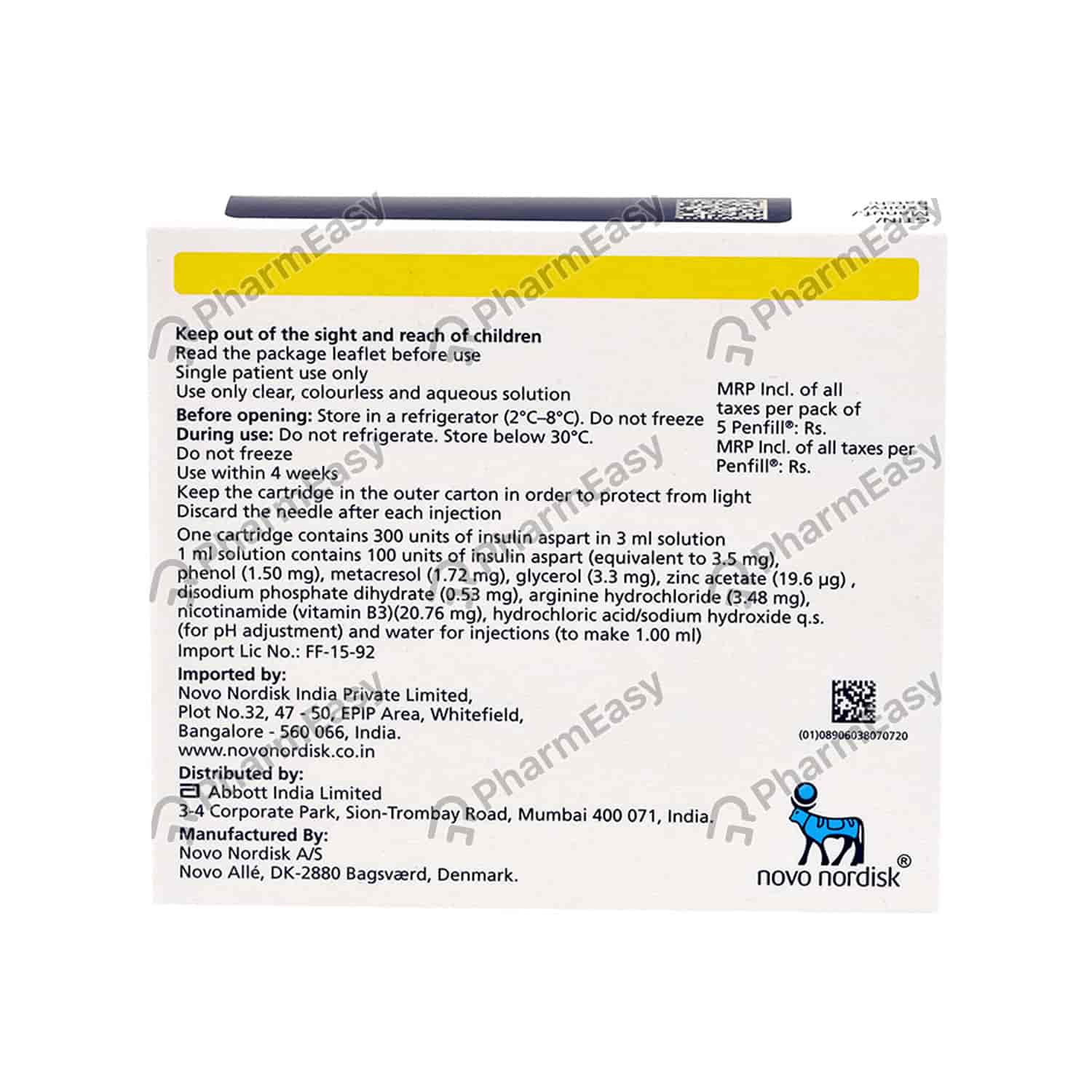 Fiasp 100iu Penfill 3ml - Uses, Side Effects, Dosage, Composition ...