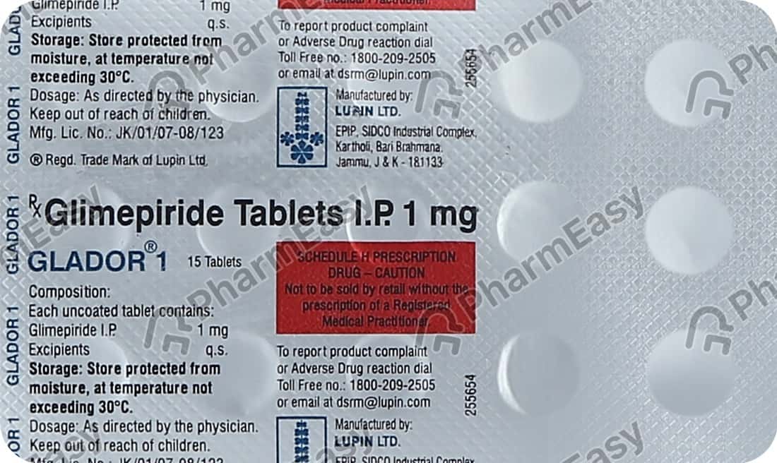 Glador 1 MG Tablet (15): Uses, Side Effects, Price & Dosage | PharmEasy