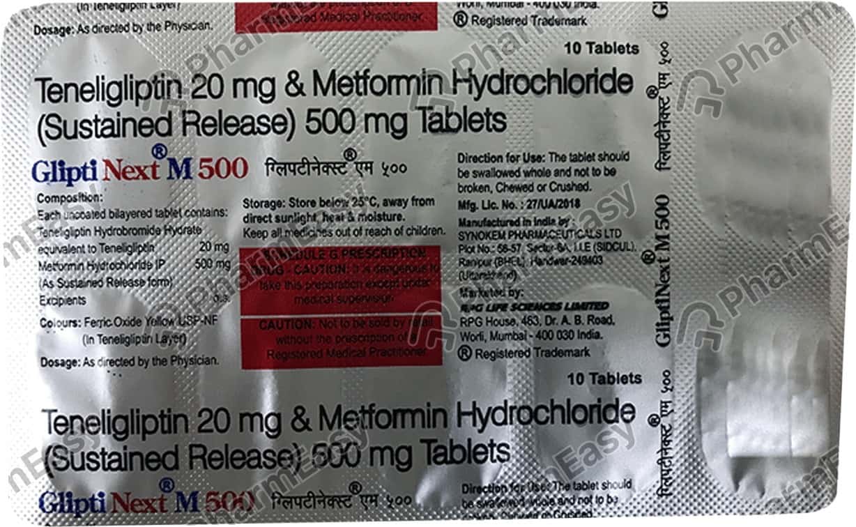 Gliptinext M 500mg Strip Of 10 Tablets: Uses, Side Effects, Price ...