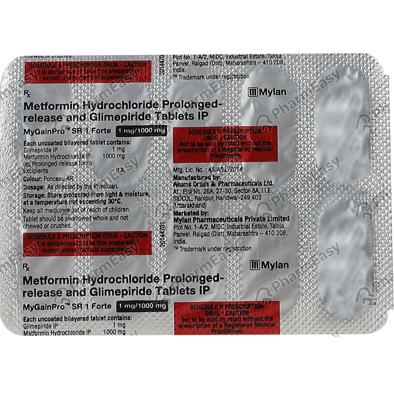 Mygain Pro Sr 1mg Forte Strip Of 10 Tablets: Uses, Side Effects, Price ...