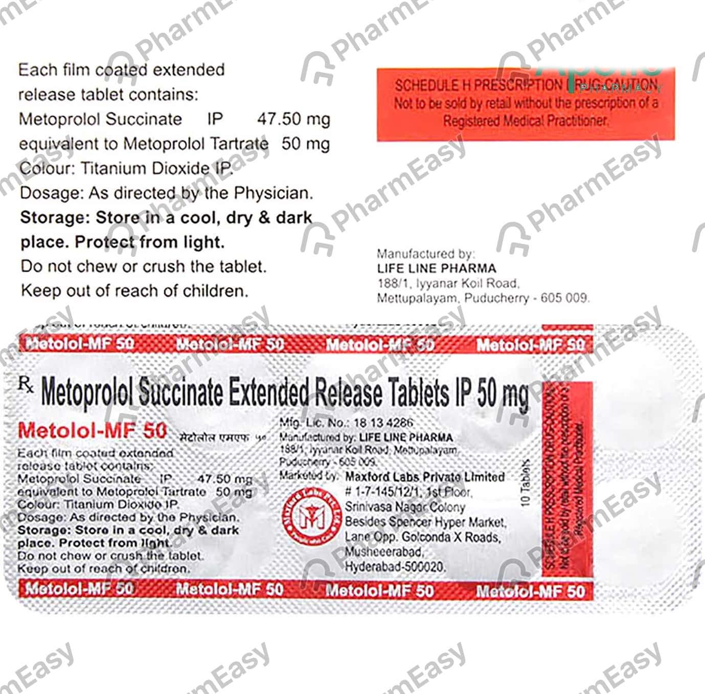Metolol Mf 50 MG Tablet (10): Uses, Side Effects, Price & Dosage ...