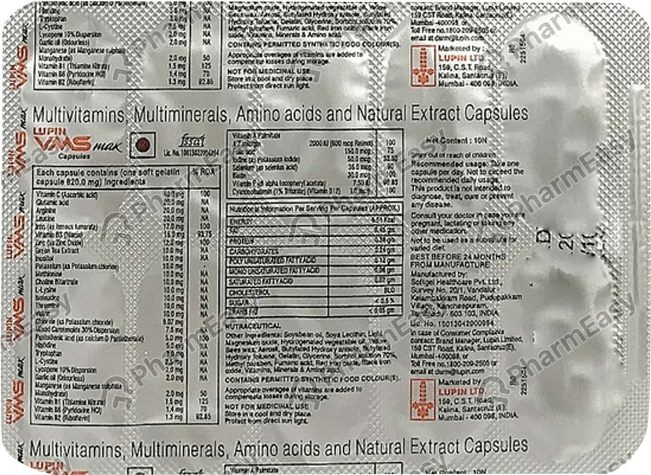 Buy Vms Max Strip Of 10 Capsules Online at Flat 15% OFF | PharmEasy