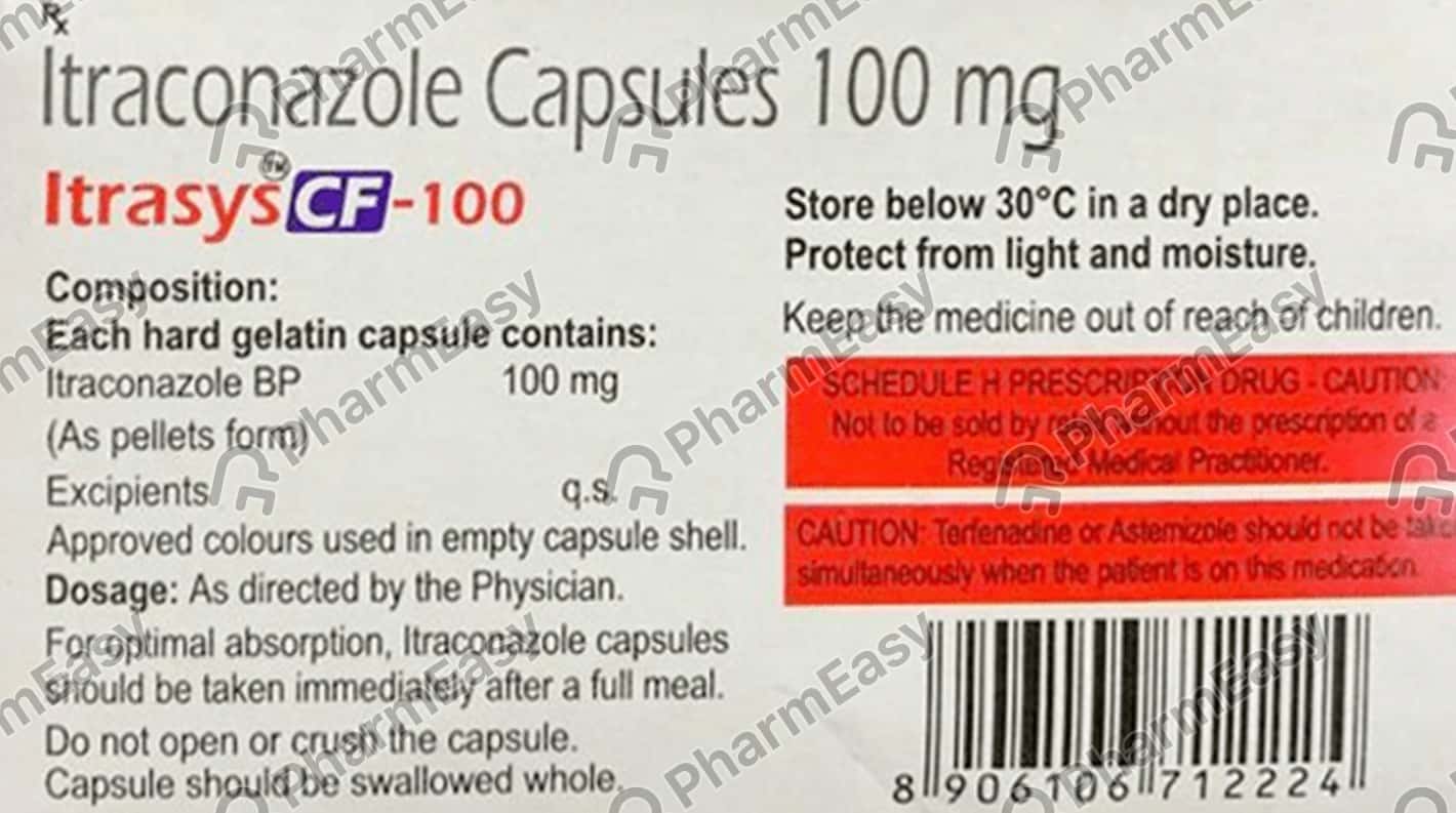 Itrasys 100 MG Capsule (4): Uses, Side Effects, Price & Dosage | PharmEasy