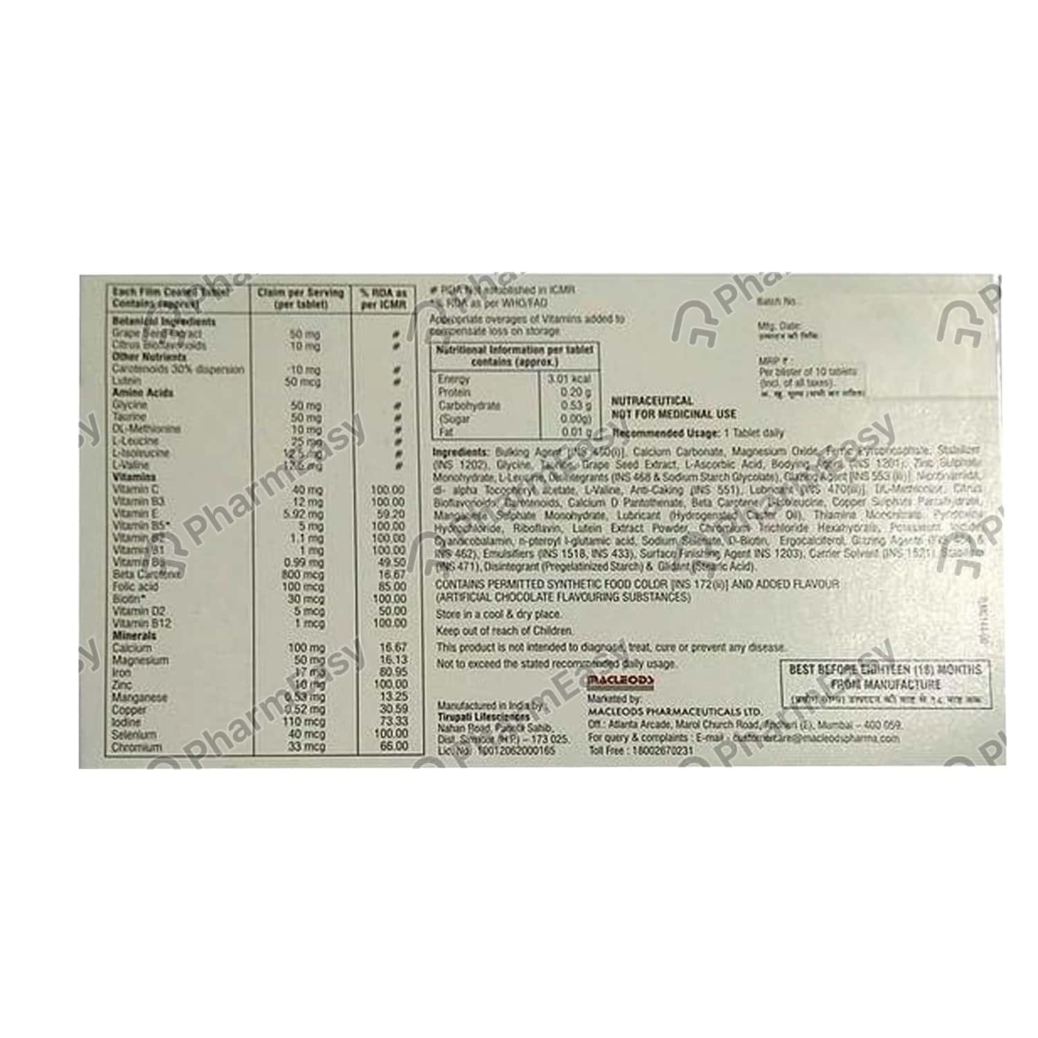 Buy Zincitotal Strip Of 10 Tablets Online at Flat 18% OFF* | PharmEasy