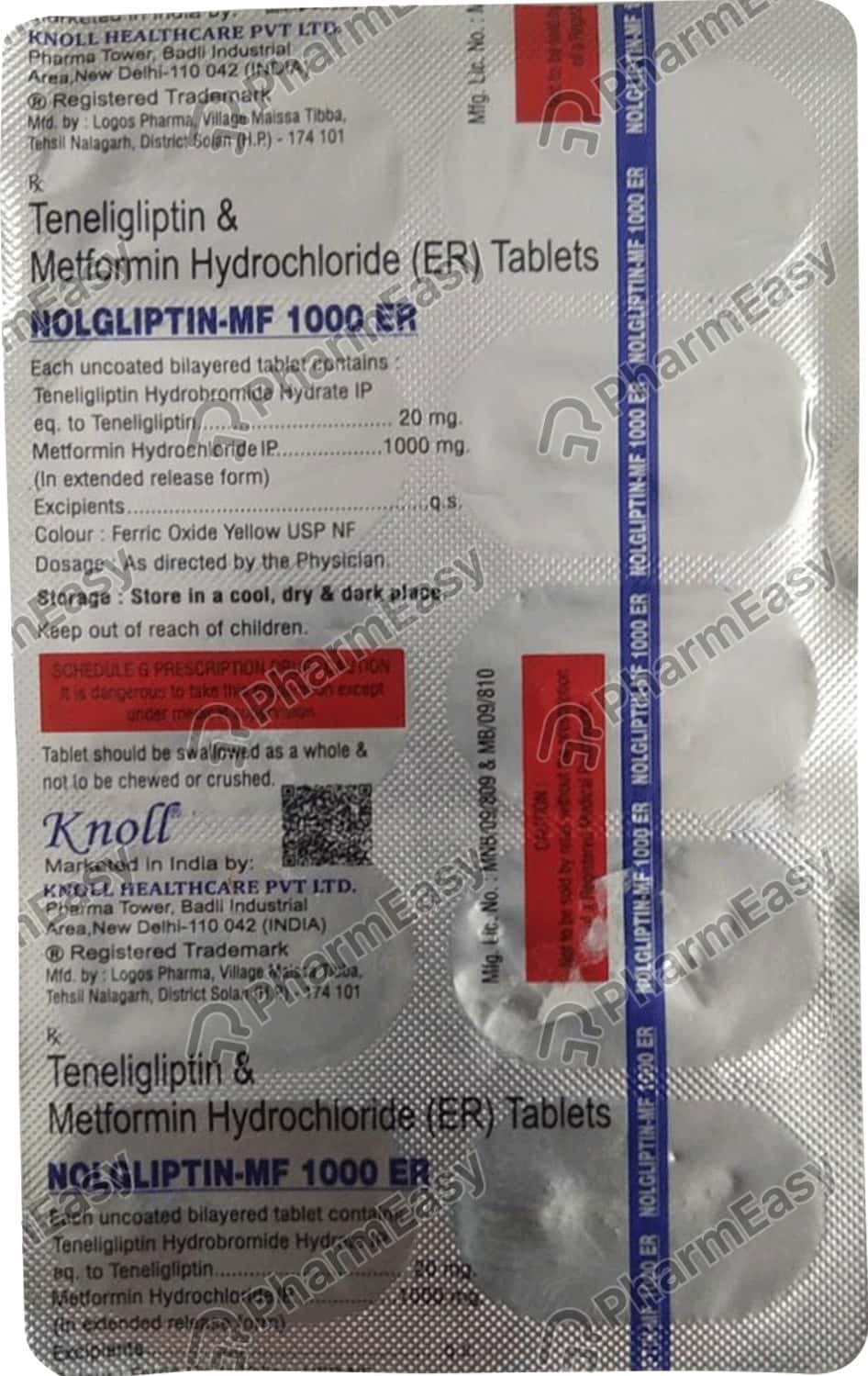 Nolgliptin Mf 20/1000mg Er Strip Of 10 Tablets: Uses, Side Effects ...