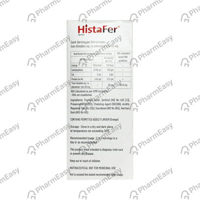 Buy Histafer 30 MG/5ML Oral Liquid (200) Online at Flat 15% OFF | PharmEasy