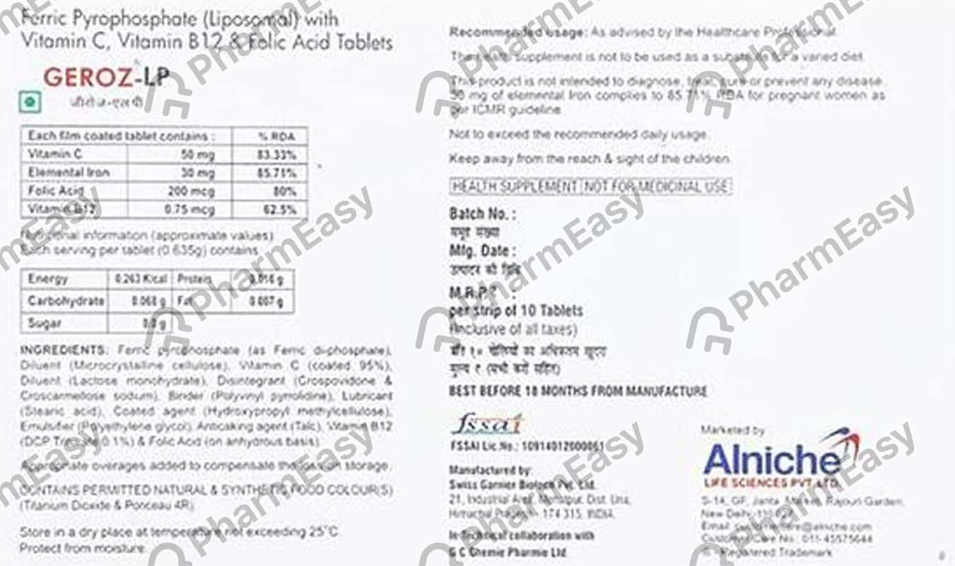 Geroz Lp Strip Of 10 Tablets: Uses, Side Effects, Price & Dosage ...