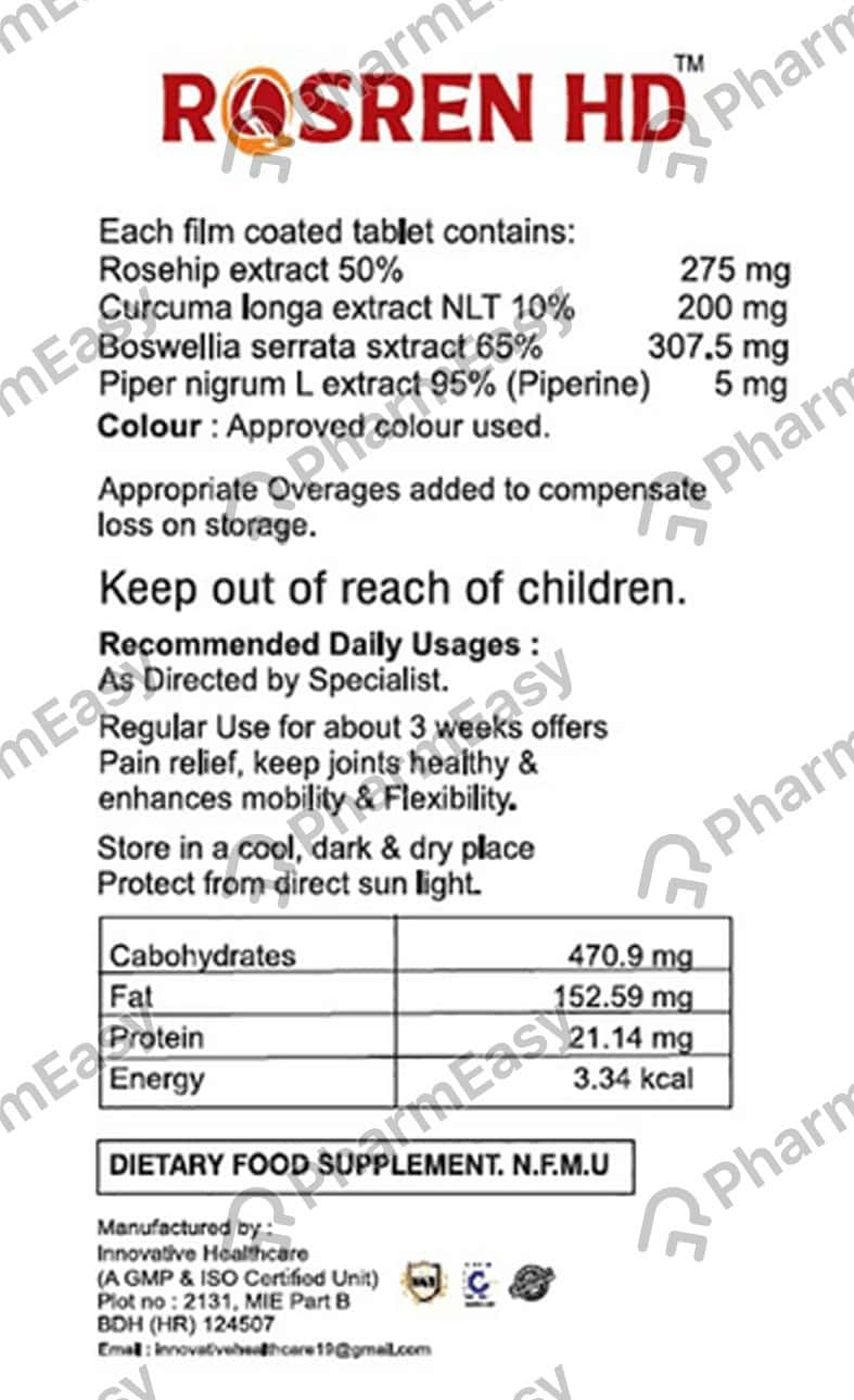 Buy Rosren Hd Bottle Of 14 Tablets Online at Flat 15% OFF | PharmEasy