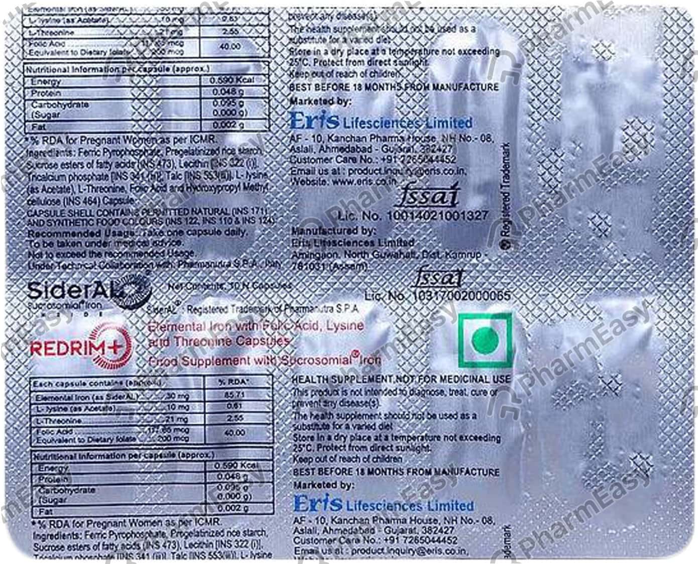 Redrim Plus Strip Of 10 Capsules: Uses, Side Effects, Price & Dosage ...