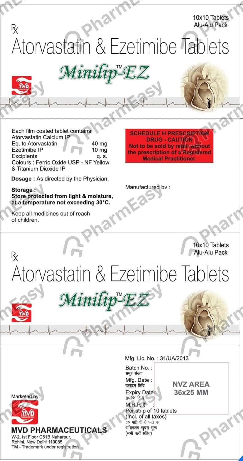 Minilip Ez Strip Of 10 Tablets: Uses, Side Effects, Price & Dosage ...