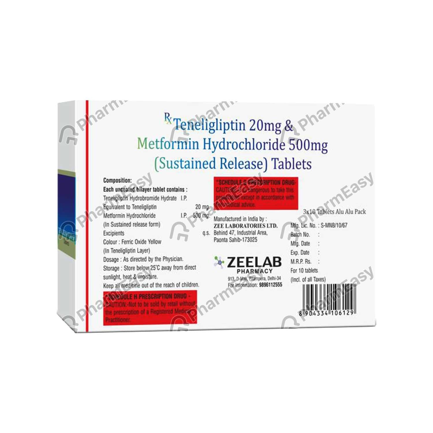 Buy Tenlizem M 500mg Sr Strip Of 10 Tablets Online at Flat 18% OFF ...