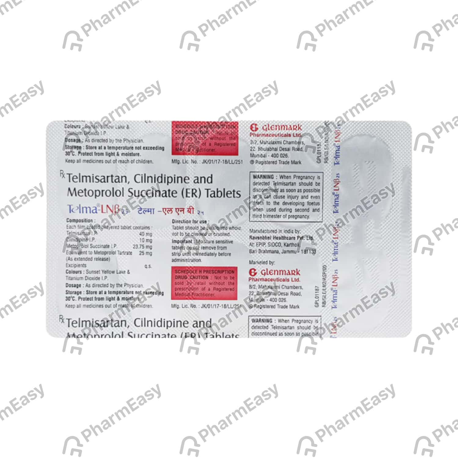 Order Telma Lnb 25mg Strip Of 10 Tablets Online at discount rate