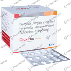 Gluxit Trio 10/100/500mg Strip Of 15 Tablets: Uses, Side Effects, Price ...