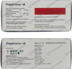 Buy Pregachamp M Strip Of 10 Tablets Online at Flat 15% OFF | PharmEasy