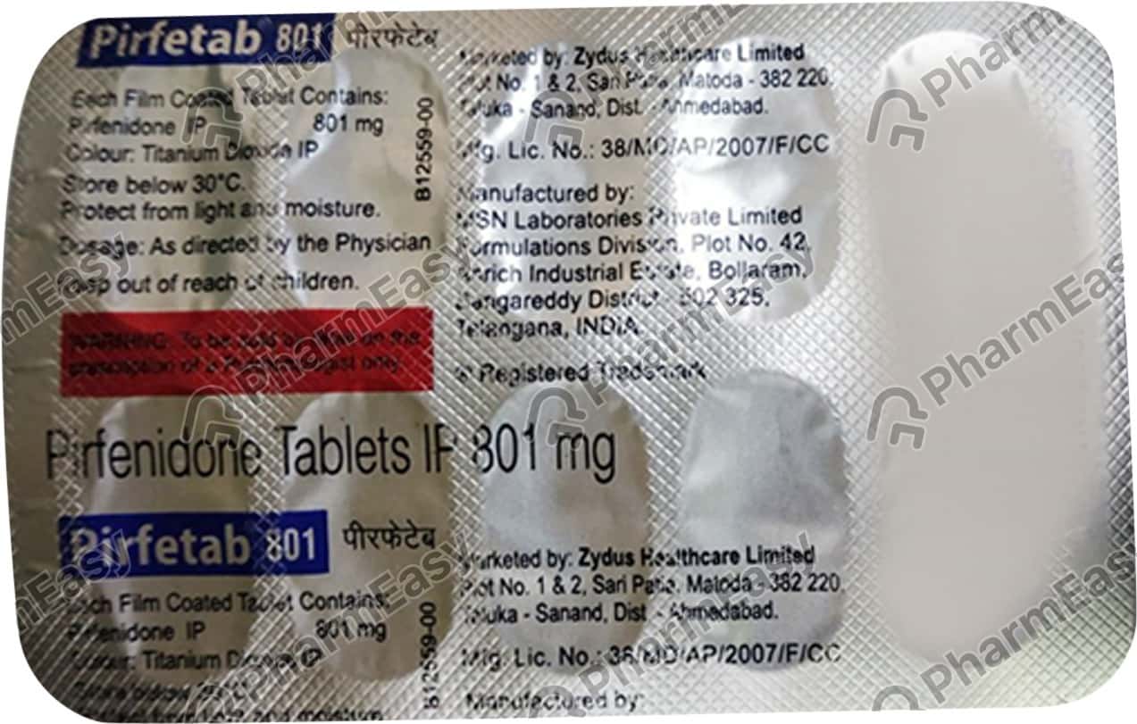 Pirfetab 801 MG Tablet (10): Uses, Side Effects, Price & Dosage | PharmEasy