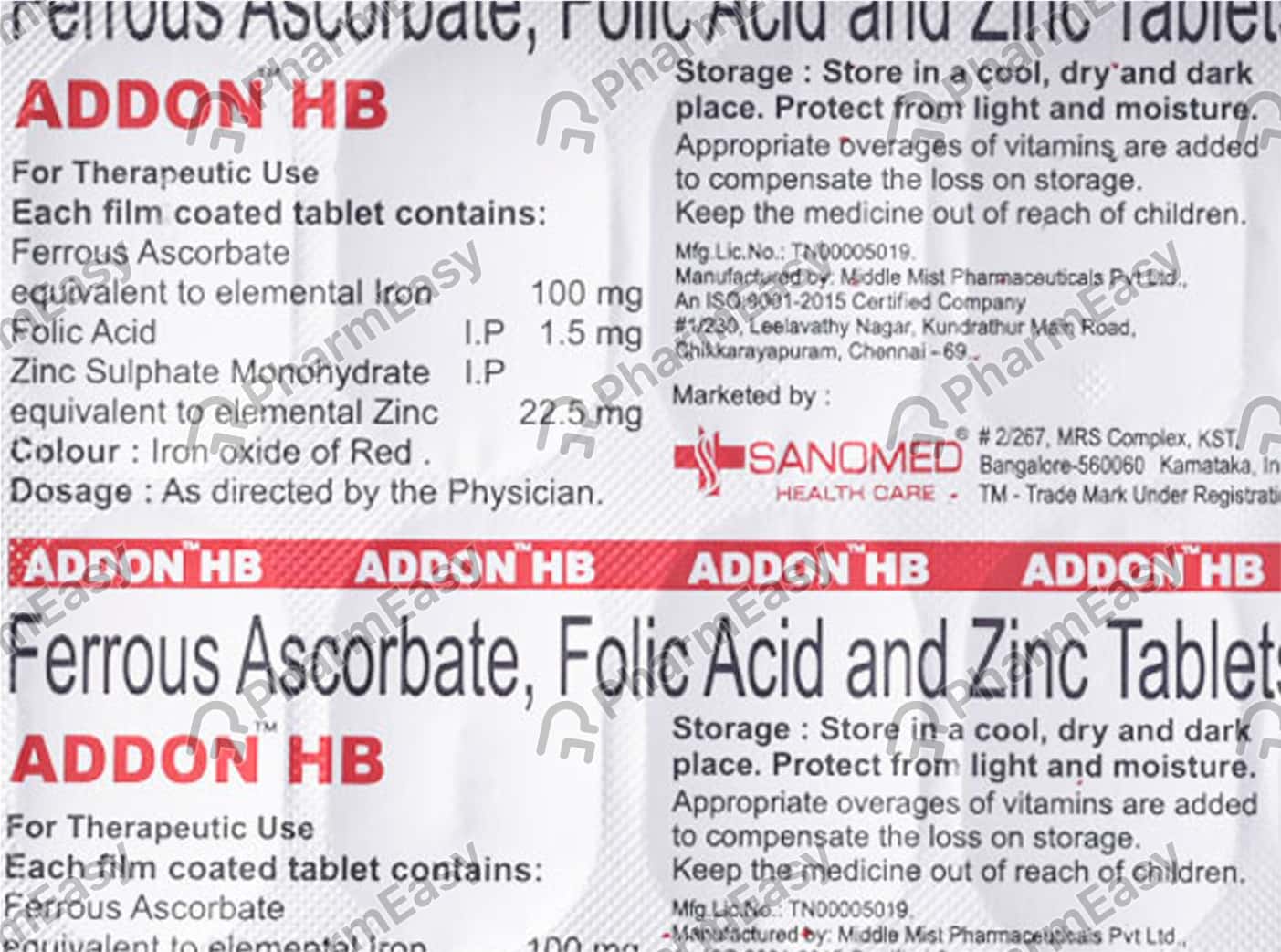 Addon Hb Strip Of 10 Tablets: Uses, Side Effects, Price & Dosage ...