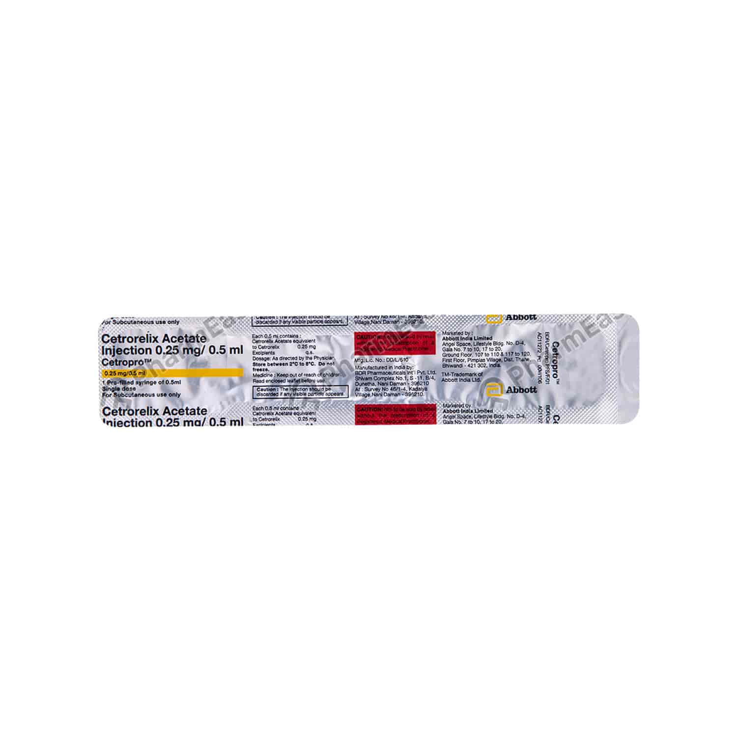 Buy Cetropro 0.25mg Injection 0.5ml Online at flat 15% off | PharmEasy