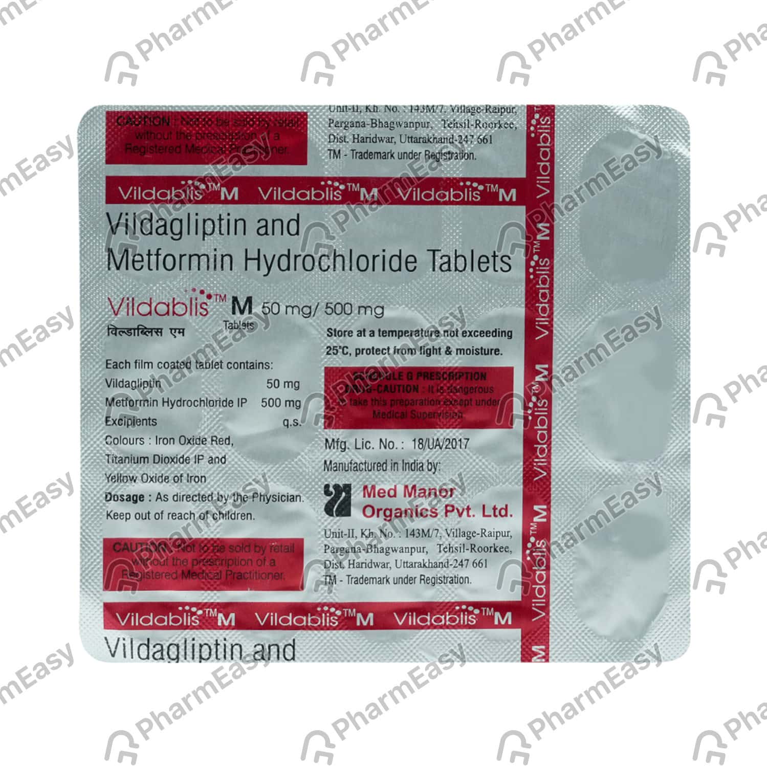 Vildablis M 50/500mg Strip Of 15 Tablets: Uses, Side Effects, Price ...