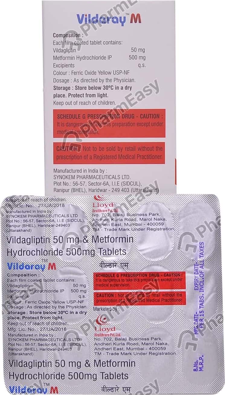 Vildaray M Strip Of 15 Tablets: Uses, Side Effects, Price & Dosage ...