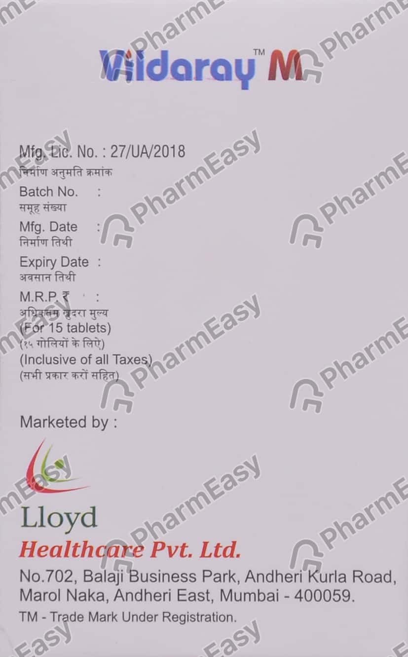 Vildaray M Strip Of 15 Tablets: Uses, Side Effects, Price & Dosage ...
