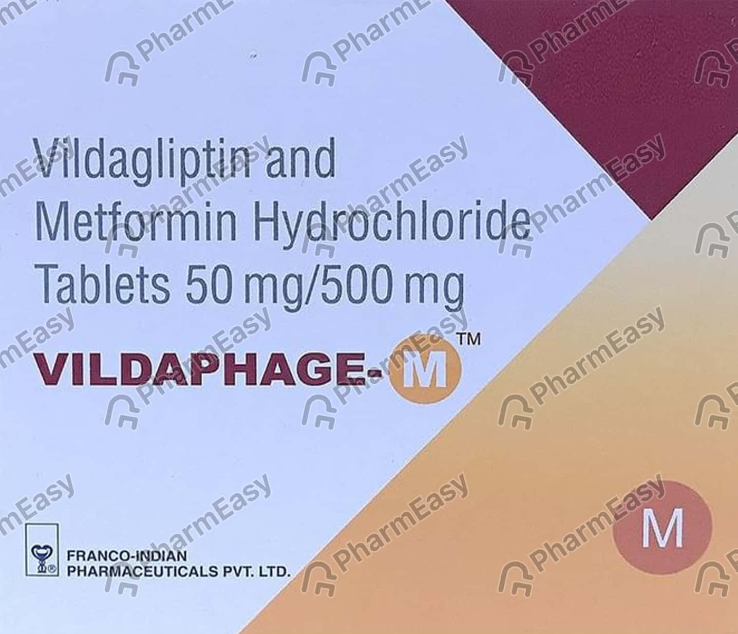 Vildaphage M Strip Of 15 Tablets: Uses, Side Effects, Price & Dosage ...