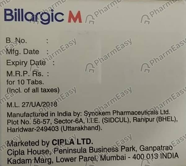 Billargic M Strip Of 10 Tablets: Uses, Side Effects, Price & Dosage ...
