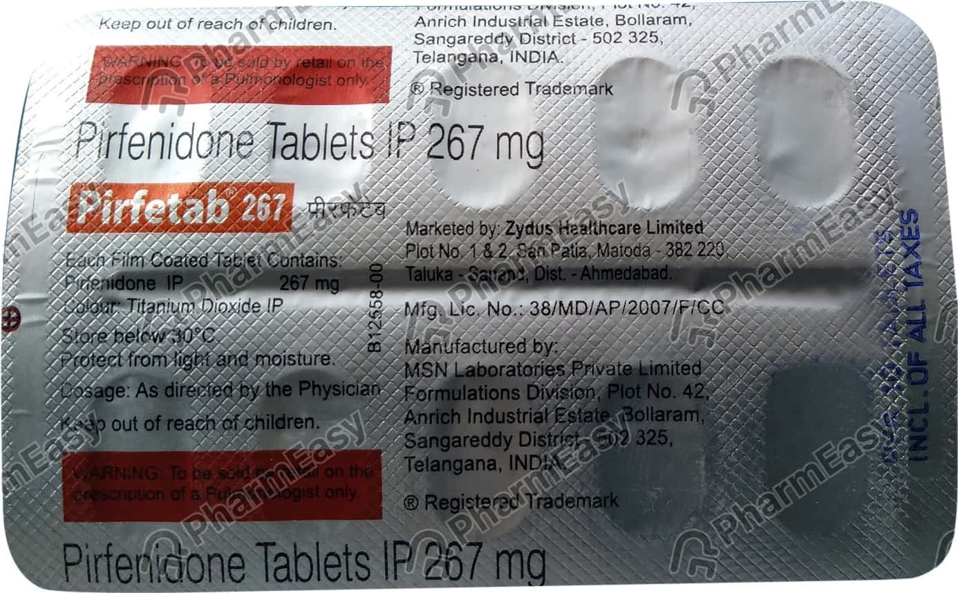 Pirfetab 267 MG Tablet (10): Uses, Side Effects, Price, Dosage ...