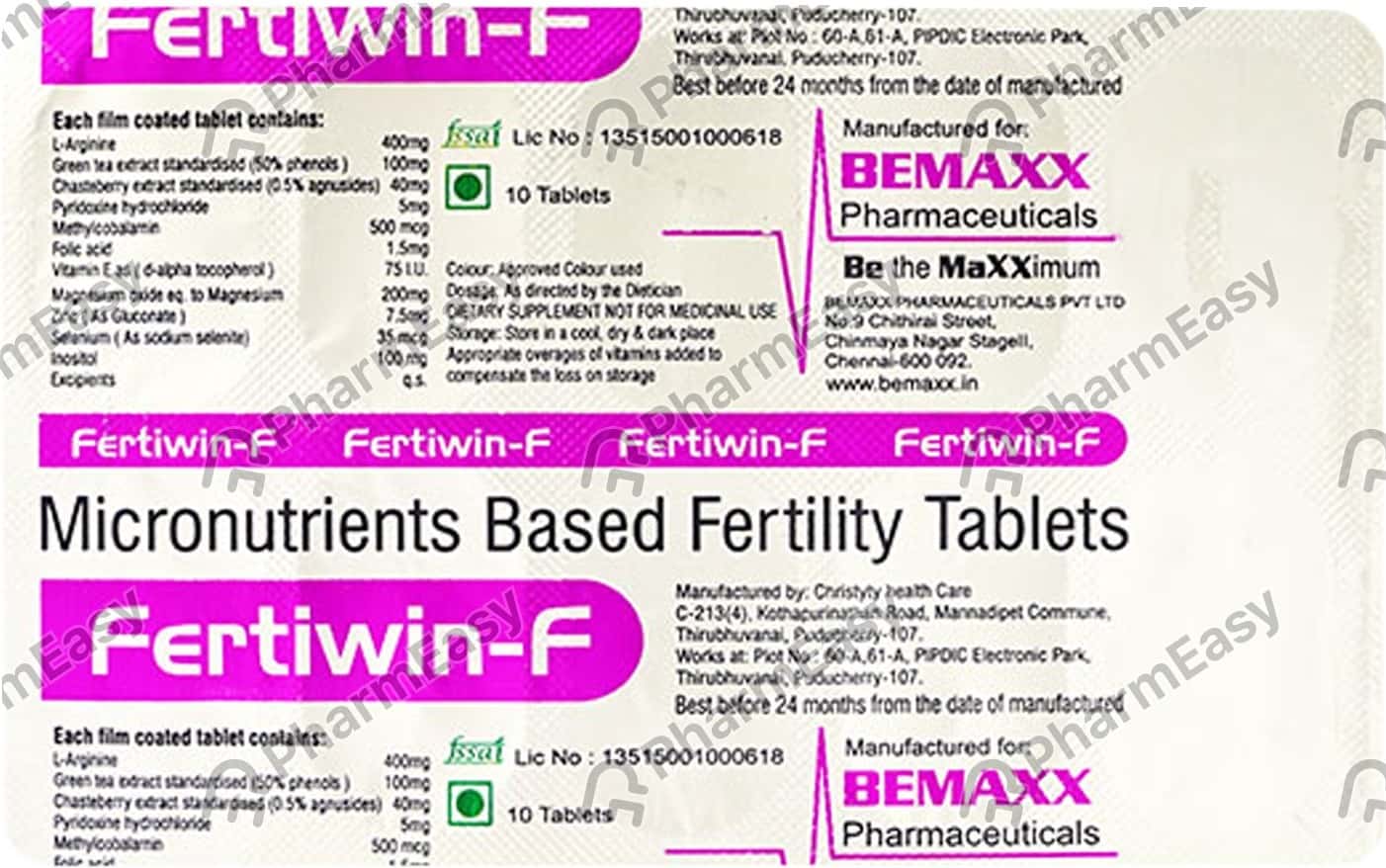 Buy Fertiwin F Strip Of 10 Tablets Online at Flat 15% OFF | PharmEasy