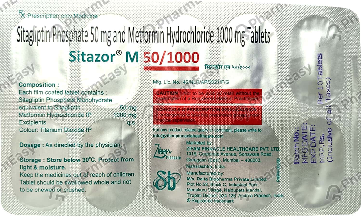 Sitazor M 50/1000mg Strip Of 10 Tablets: Uses, Side Effects, Price ...