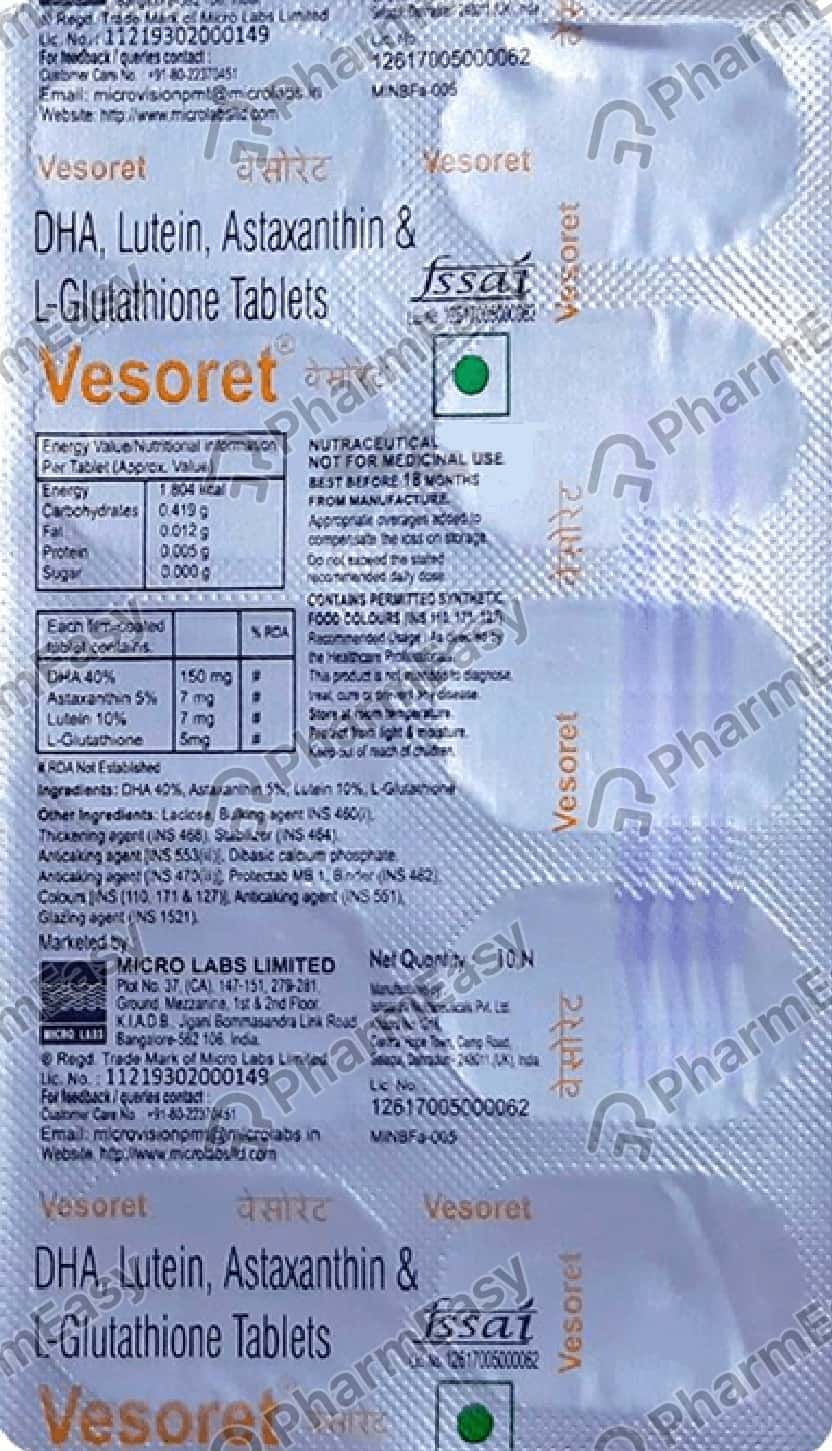 Buy Vesoret Strip Of 10 Tablets Online at Flat 15% OFF | PharmEasy