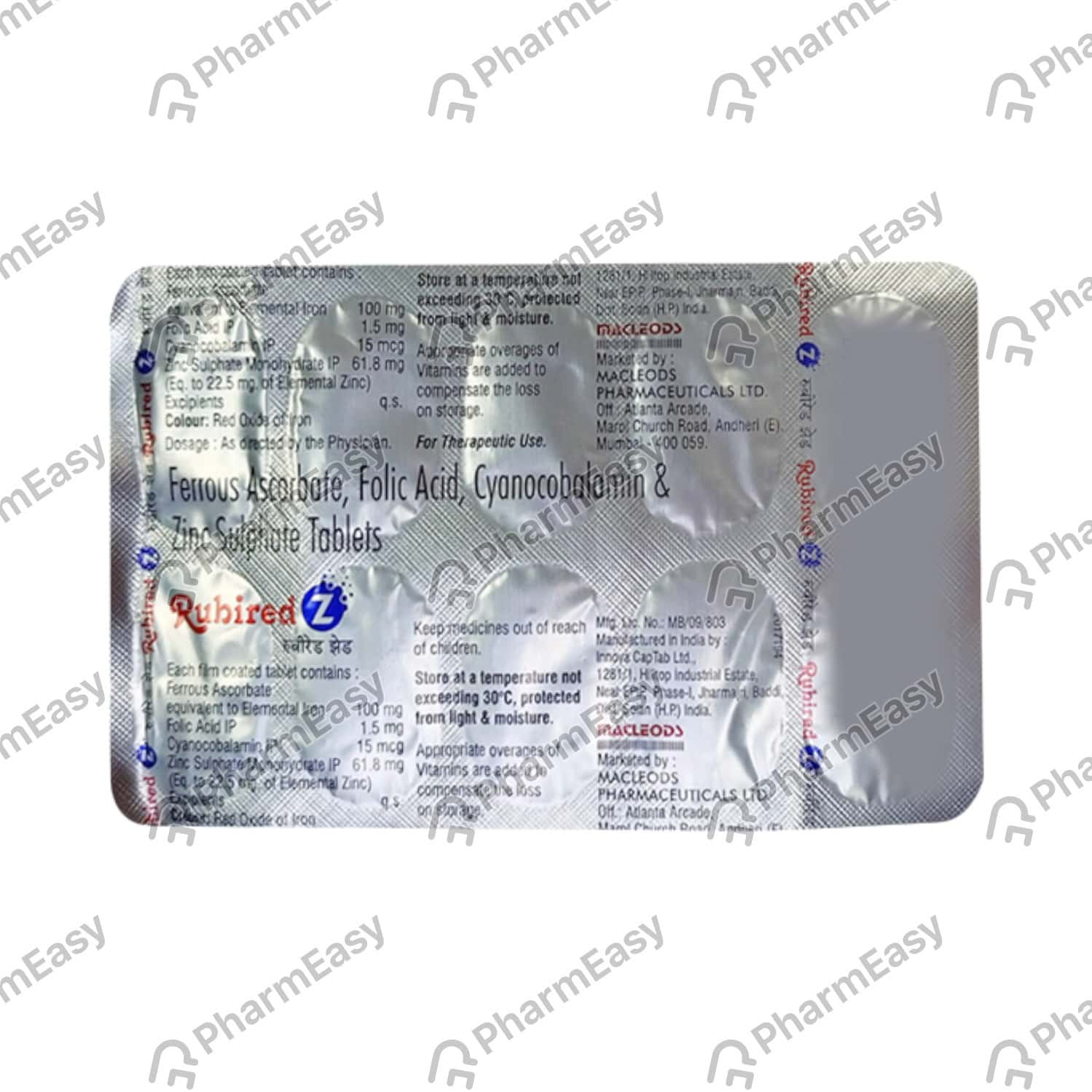 Rubired Z Strip Of 10 Tablets: Uses, Side Effects, Price & Dosage ...