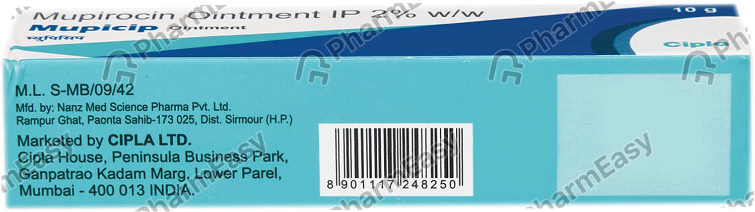 Mupicip 2 %W/W Ointment (10): Uses, Side Effects, Price & Dosage ...