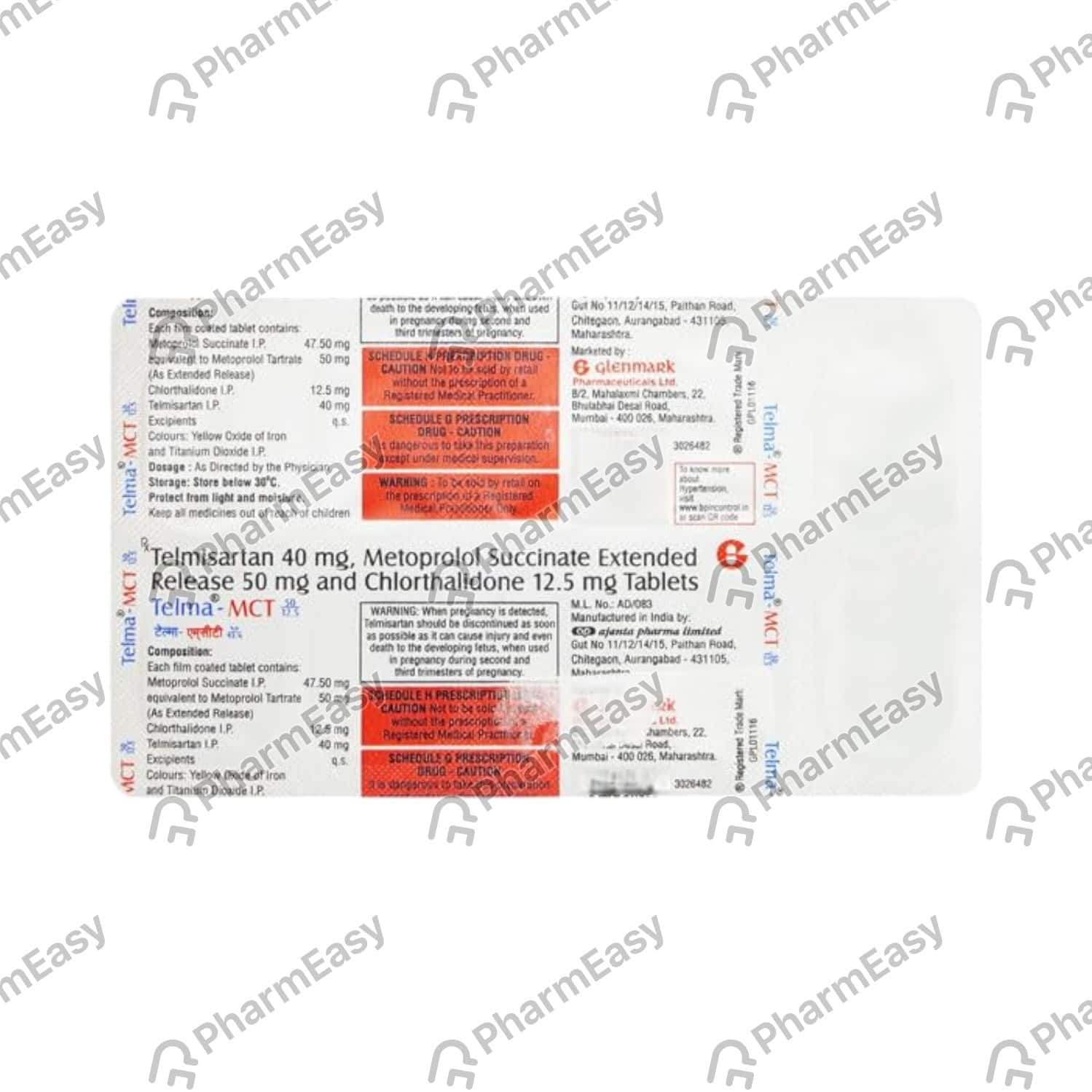 Buy Telmed Mct 50mg Strip Of 10 Tablets Online at Flat 15% OFF | PharmEasy